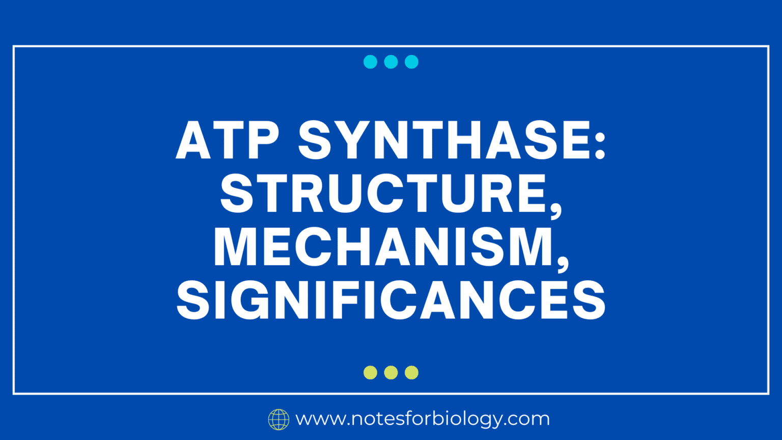 ATP Synthase: Structure, Mechanism, Significances