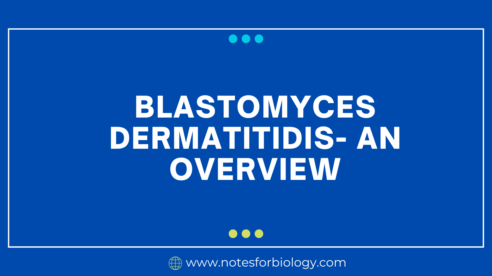 Blastomyces dermatitidis- An Overview