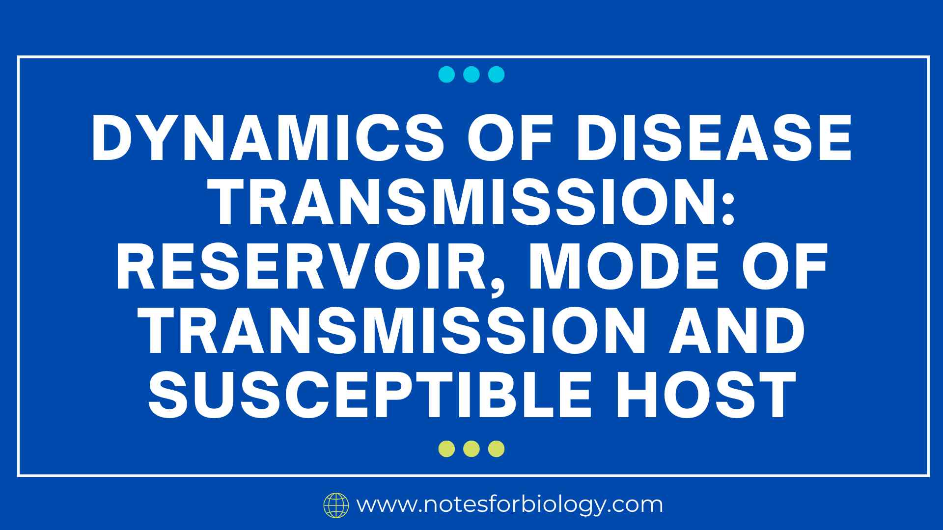 Reservoir Transmission, Mode of transmission and susceptib