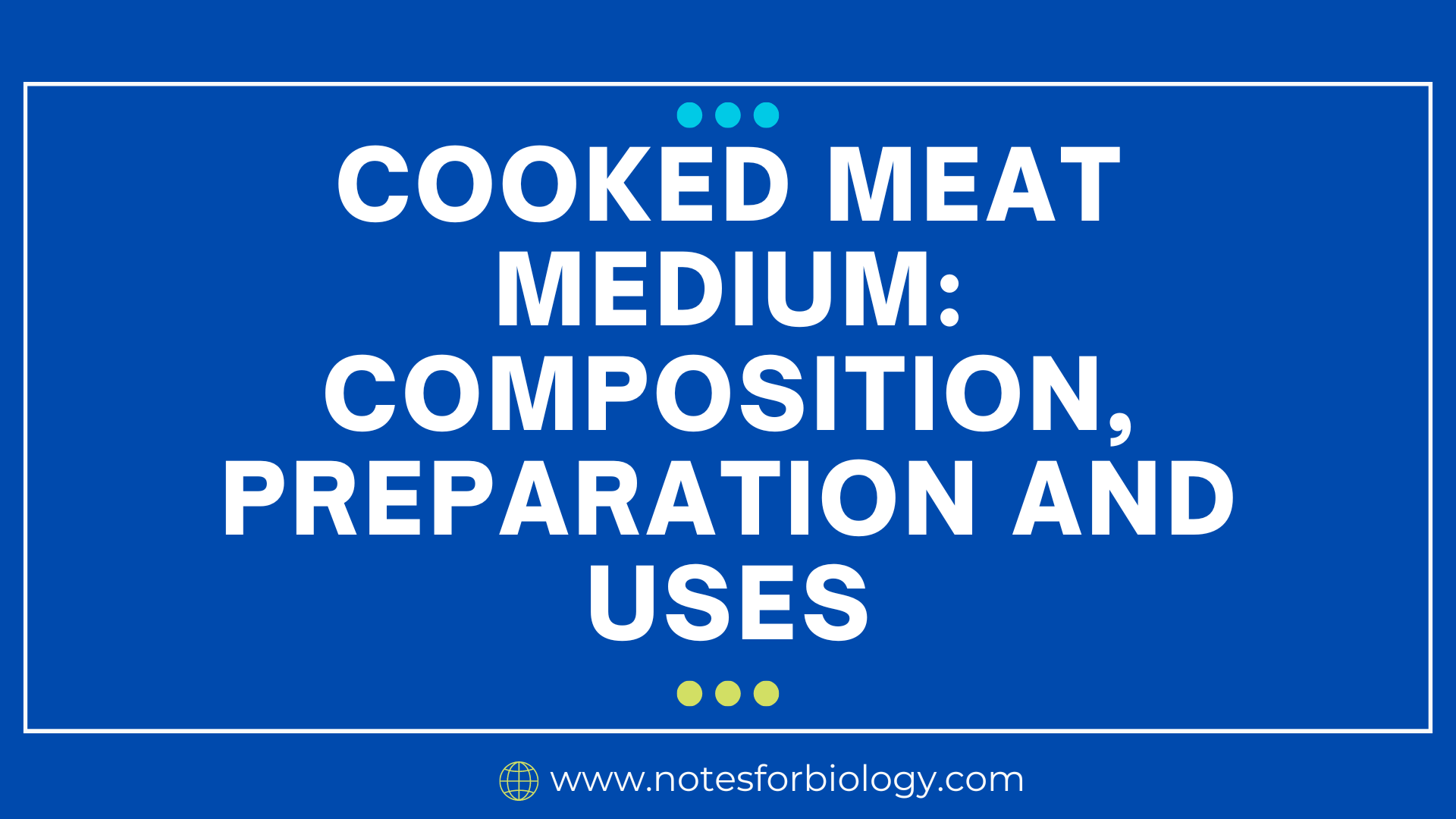 Cooked meat medium: composition, preparation and uses