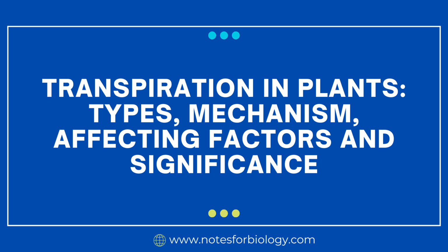 Transpiration in plants: Types, Mechanism